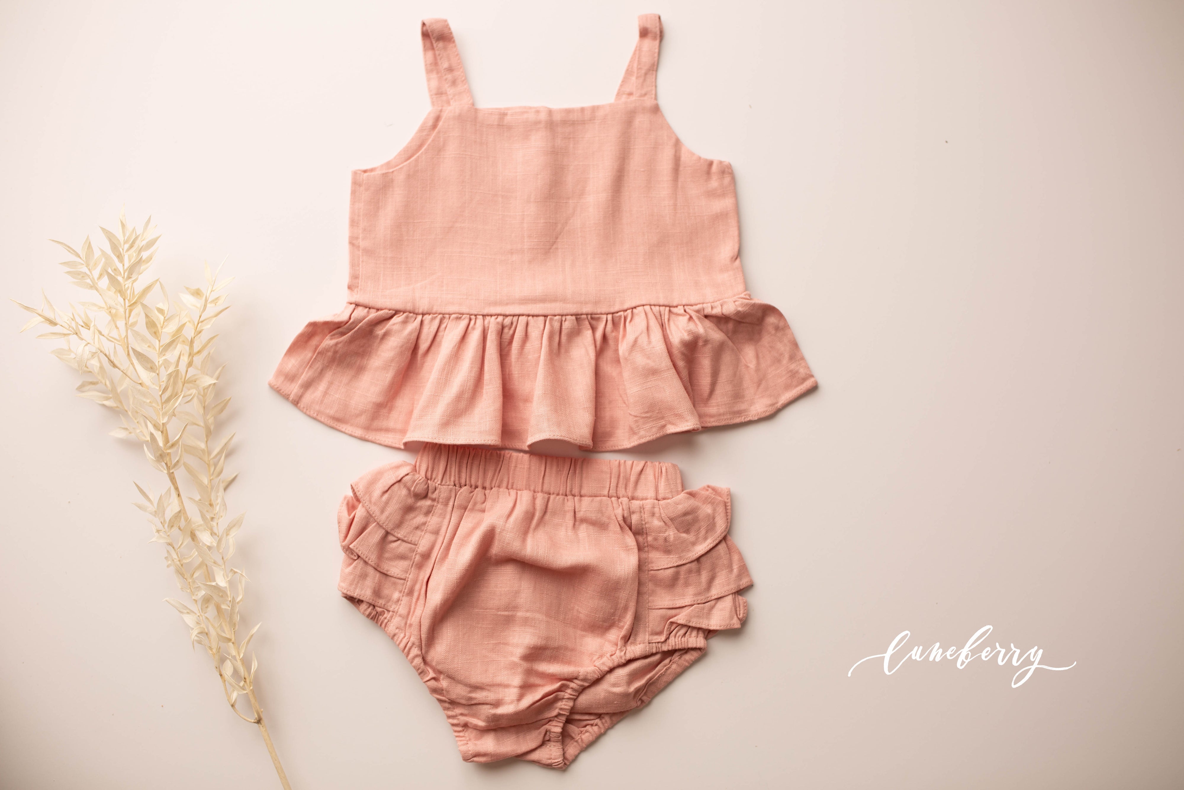 Anna | Linen Two Piece Ruffled bloomers – Luneberry, LLC