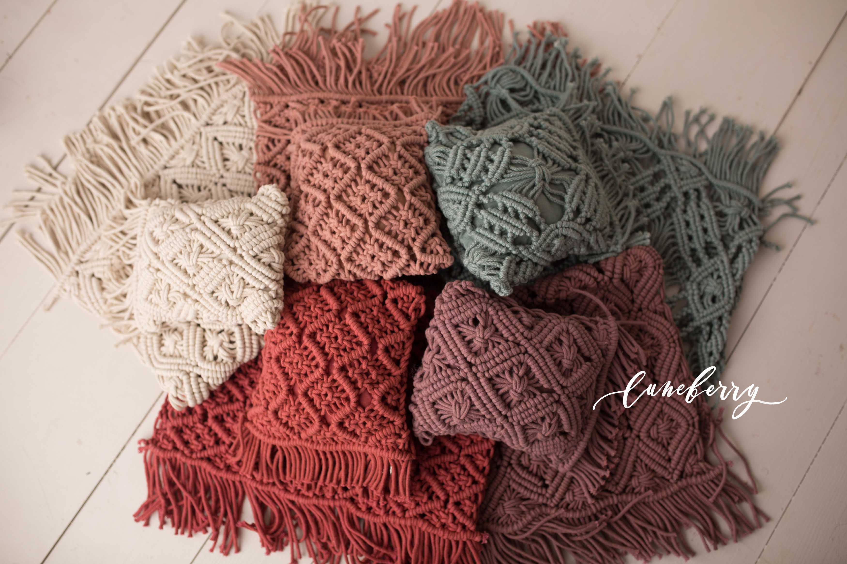 Macrame Bundle - matching mats and pillows – Luneberry, LLC