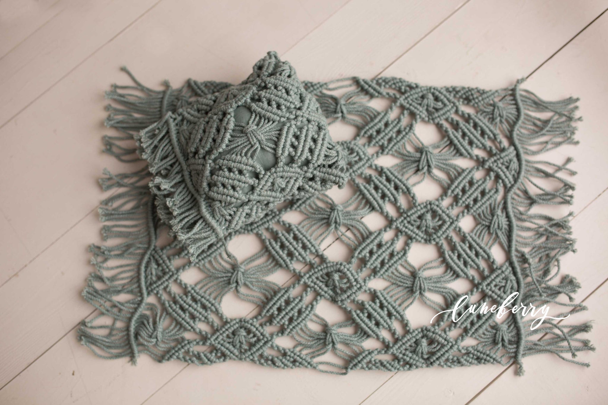 Teal Macrame set – Luneberry, LLC